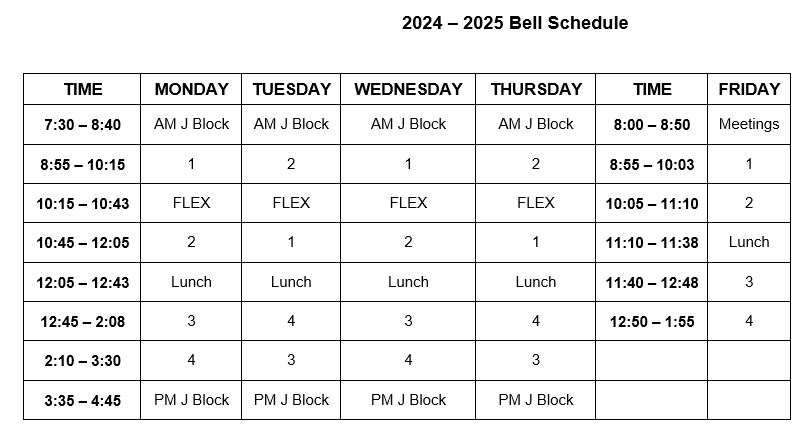 Office Hours & Bell Times - Bowness High School